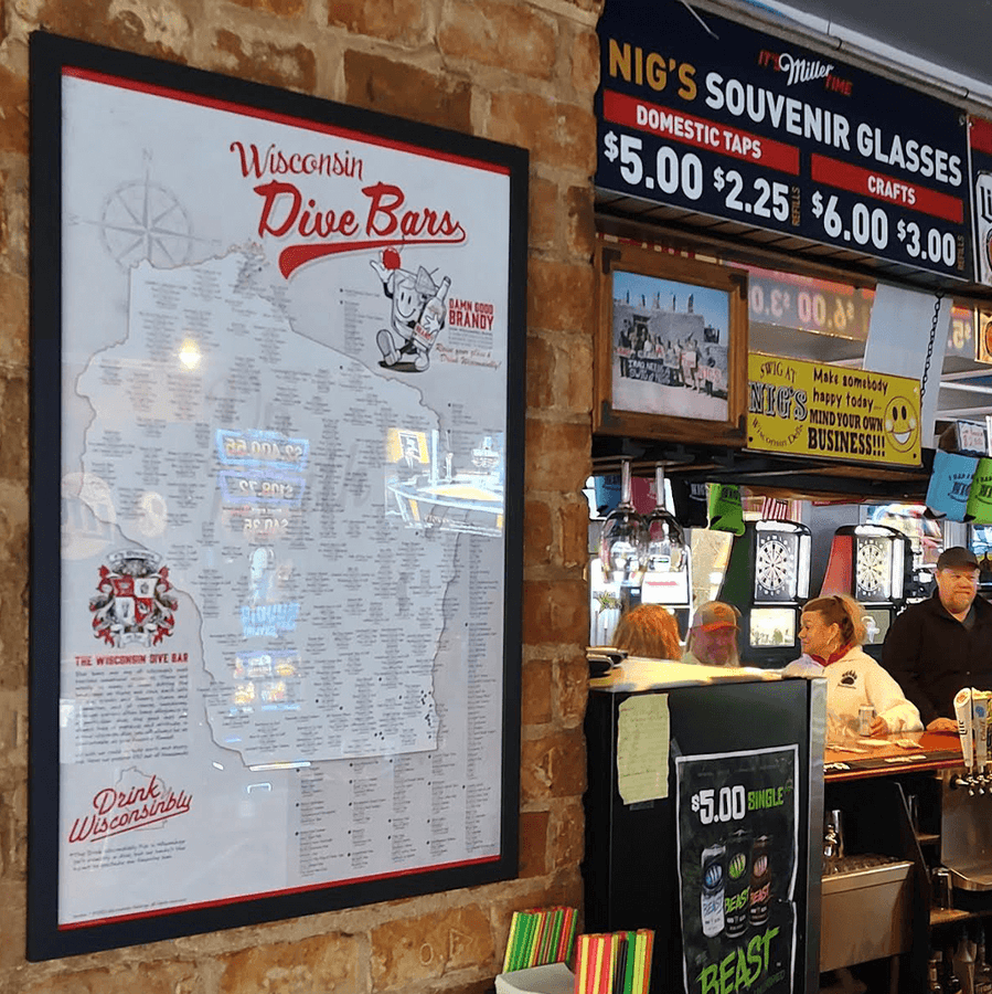 Drink Wisconsinbly Wisconsin Dive Bars Poster - Drink Wisconsinbly